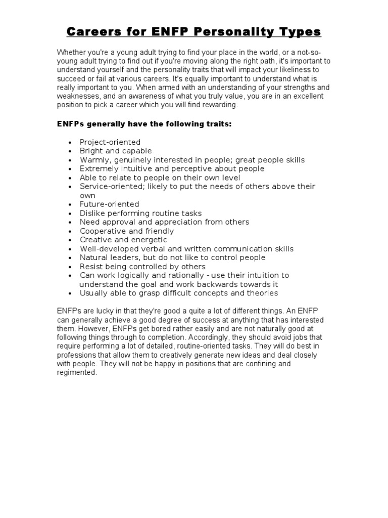 ENFP | PDF | Intuition | Psychological Concepts