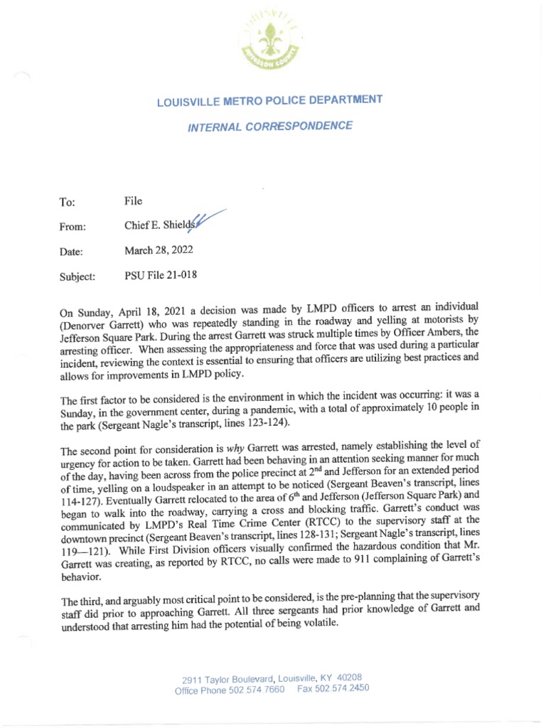 Officer Ambers Letter | PDF