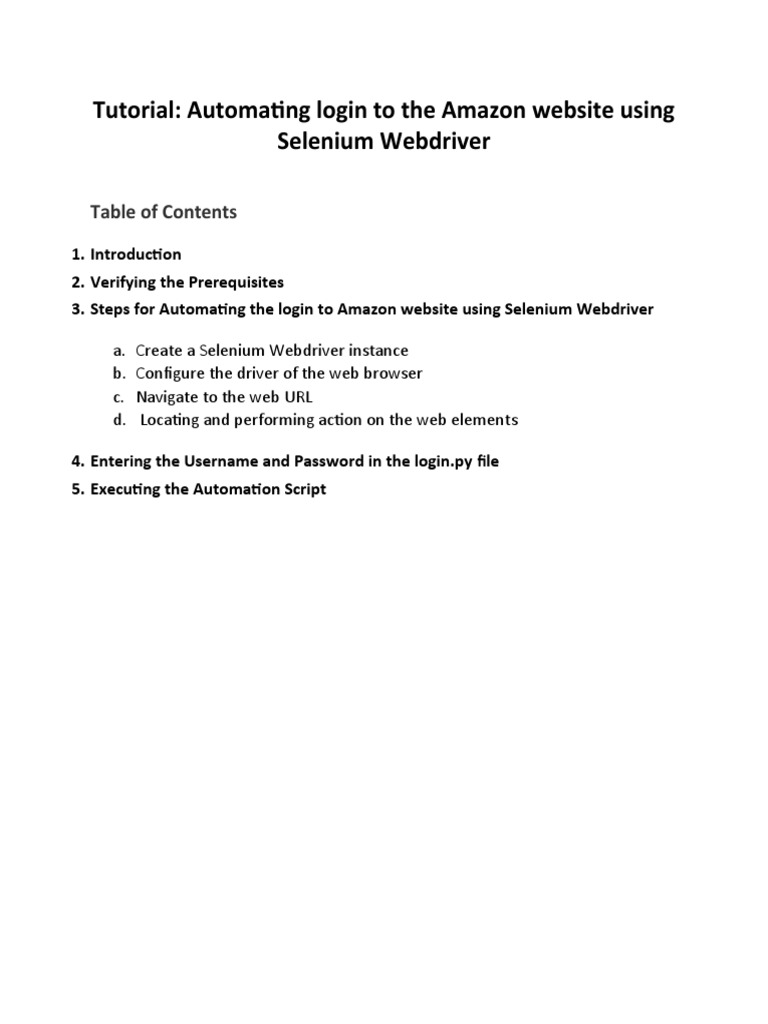 Amazon Login Automation Using Selenium Webdriver | PDF | Selenium ...
