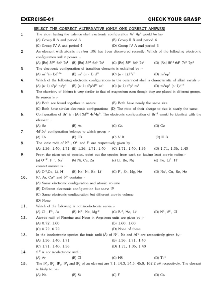 Periodic Table and Electron Configurations Worksheet | PDF | Electron ...