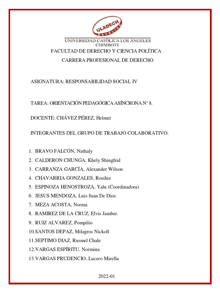 Orientación Pedagógica Asíncrona #8 | PDF | Responsabilidad social corporativa | Derecho ...
