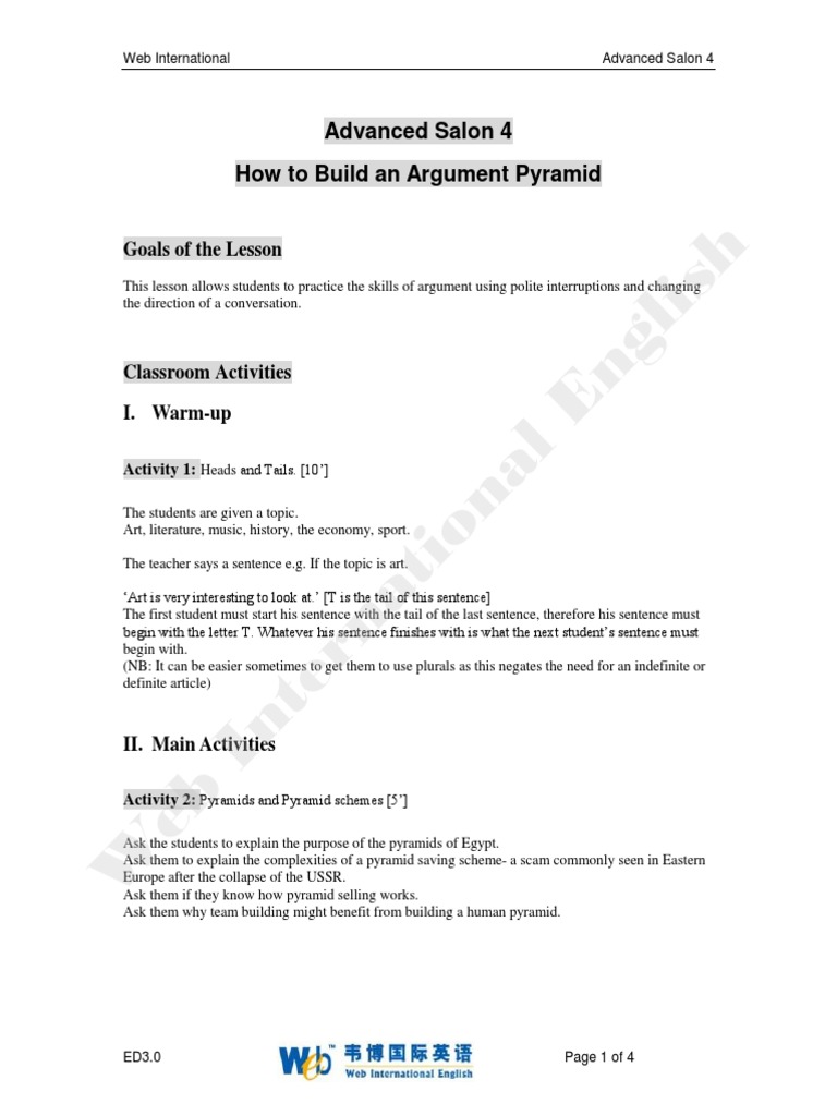 A S 4 - How To Build An Argument Pyramid | PDF | Cognition