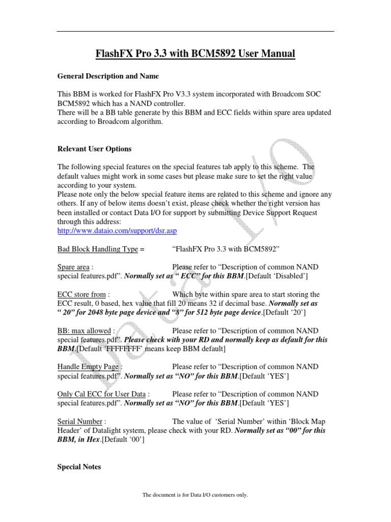 FlashFX Pro 3.3 With BCM5892 User Manual | PDF | Flash Memory | Error Detection And Correction