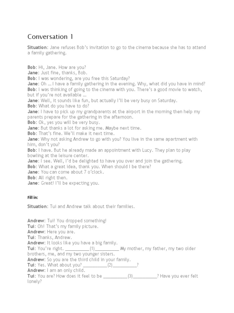 Conversation 1: A Family Gathering | PDF | Stepfamily | Interpersonal ...