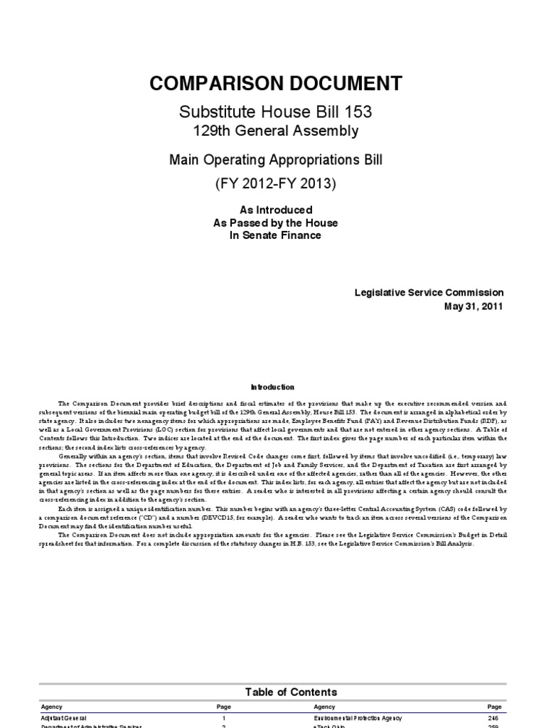 Ohio Senate Finance Substitute House Bill 153 | PDF | United States ...