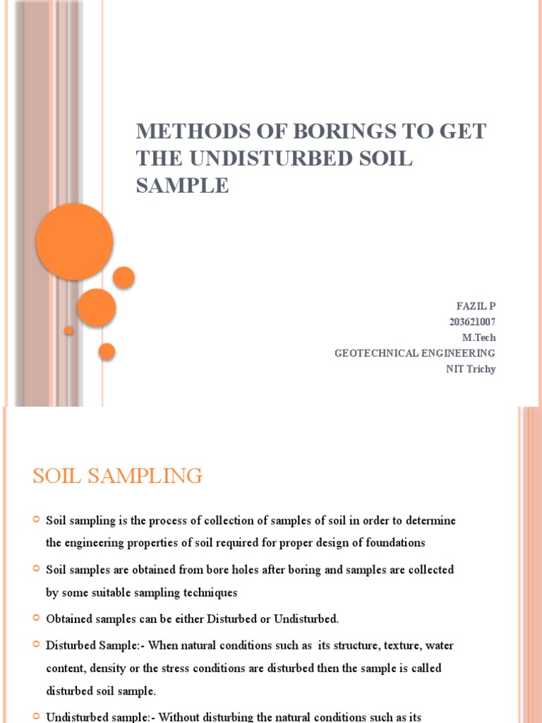 Undisturbed Soil Sampling Methods | PDF | Piston | Applied And ...