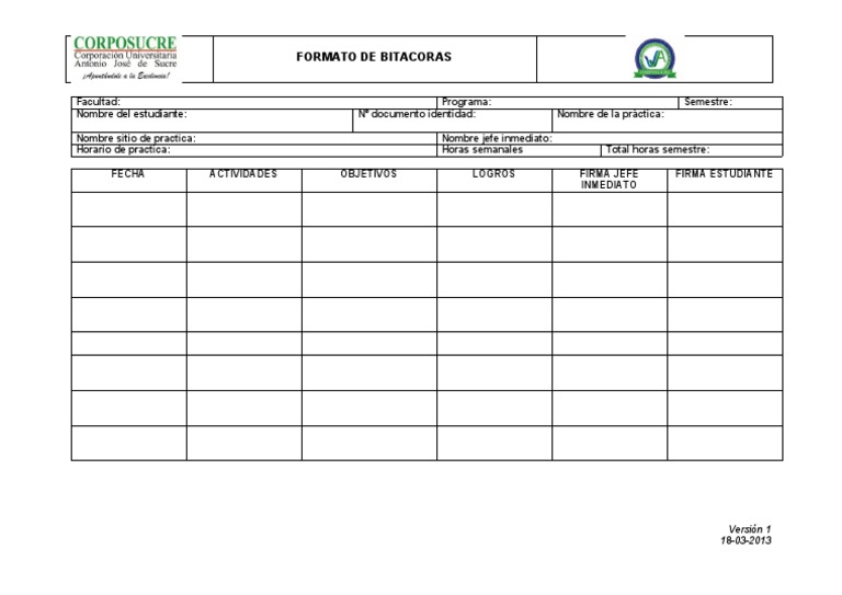 Formato de Bitacoras | PDF