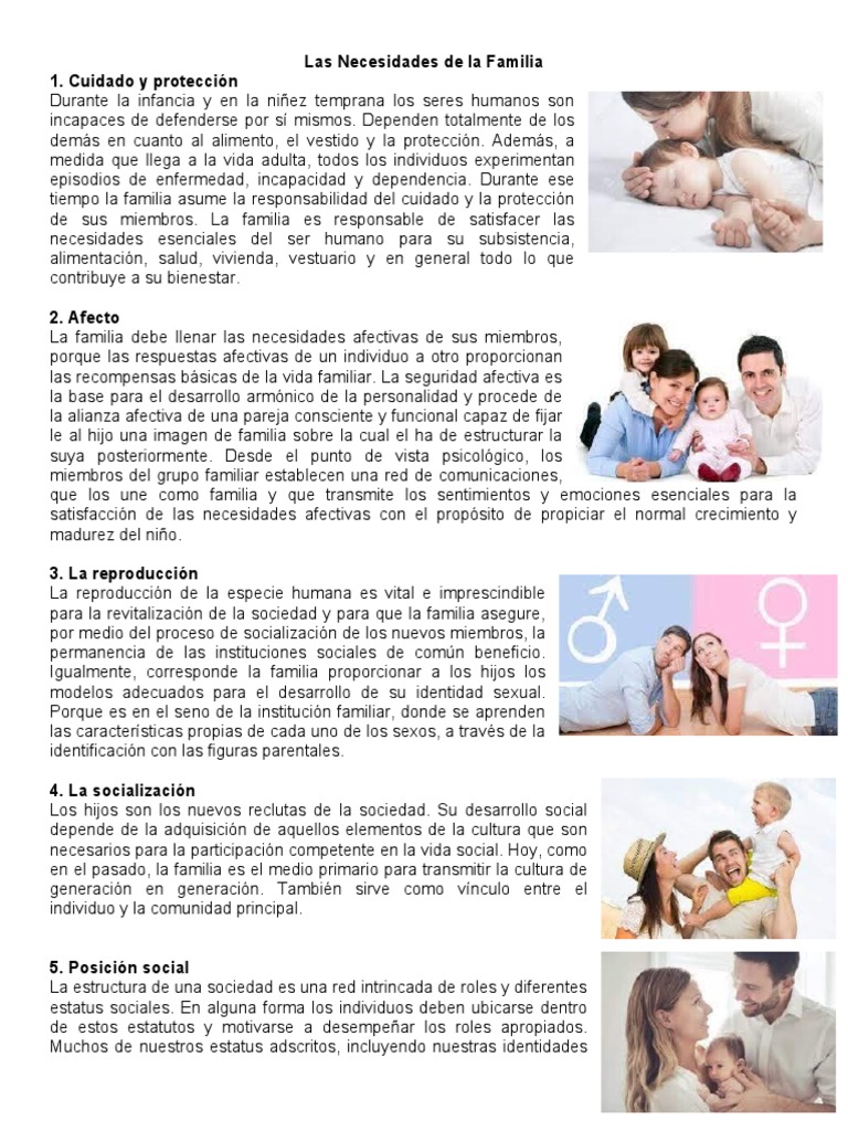 Las Necesidades de La Familia | PDF | Familia | Socialización