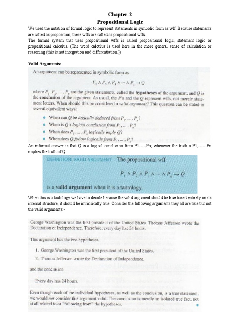 Chapter-2 Propositional Logic: Valid Arguments | Download Free PDF | Argument | Logic
