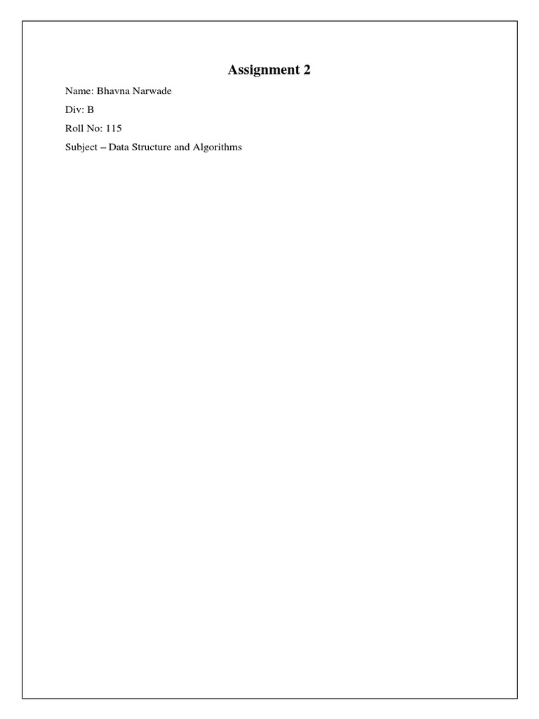 Ds Assignment 2 Pdf Algorithms And Data Structures Data