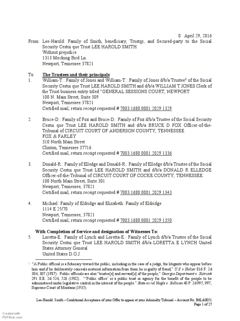 Hauser Conditional Acceptance Letter | PDF | Trust Law | Justice