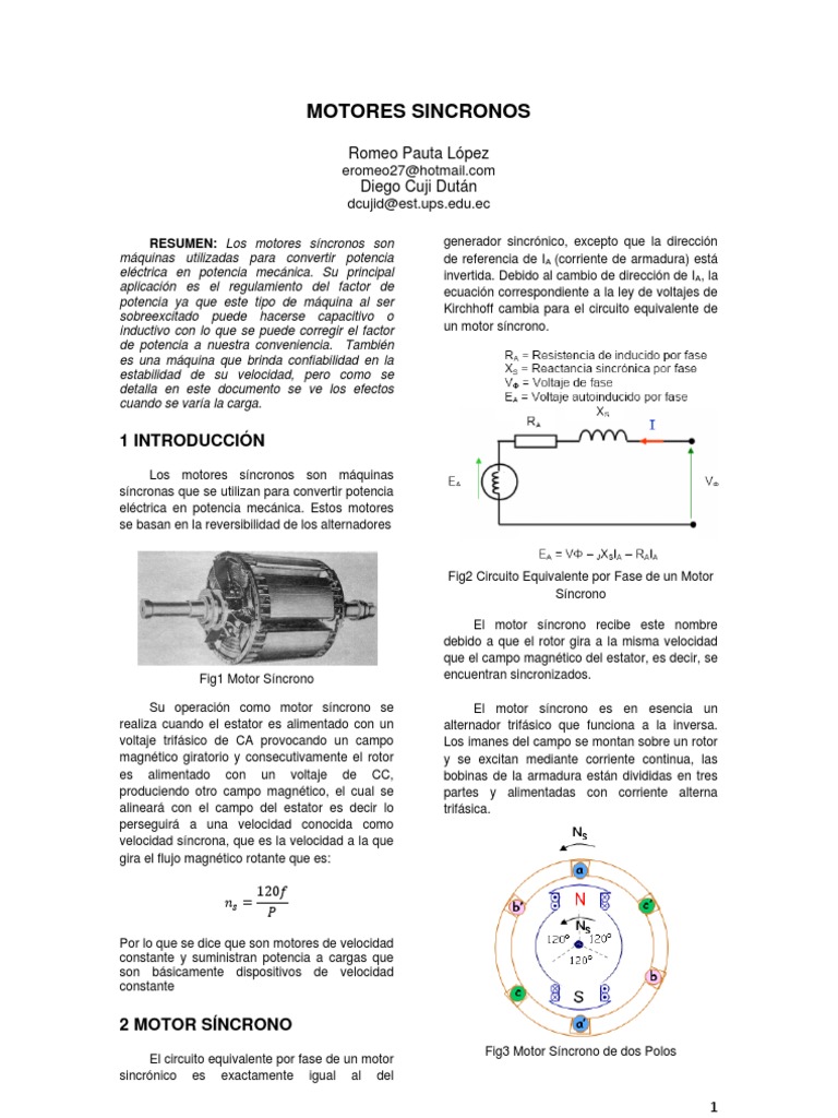 Motores Sincronos | PDF | Motor eléctrico | Energia electrica