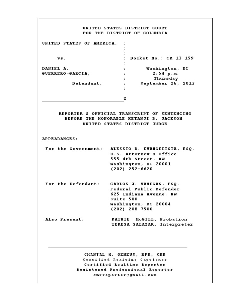 Judge Jackson Sentecting Transcript | PDF | Presentence Investigation ...