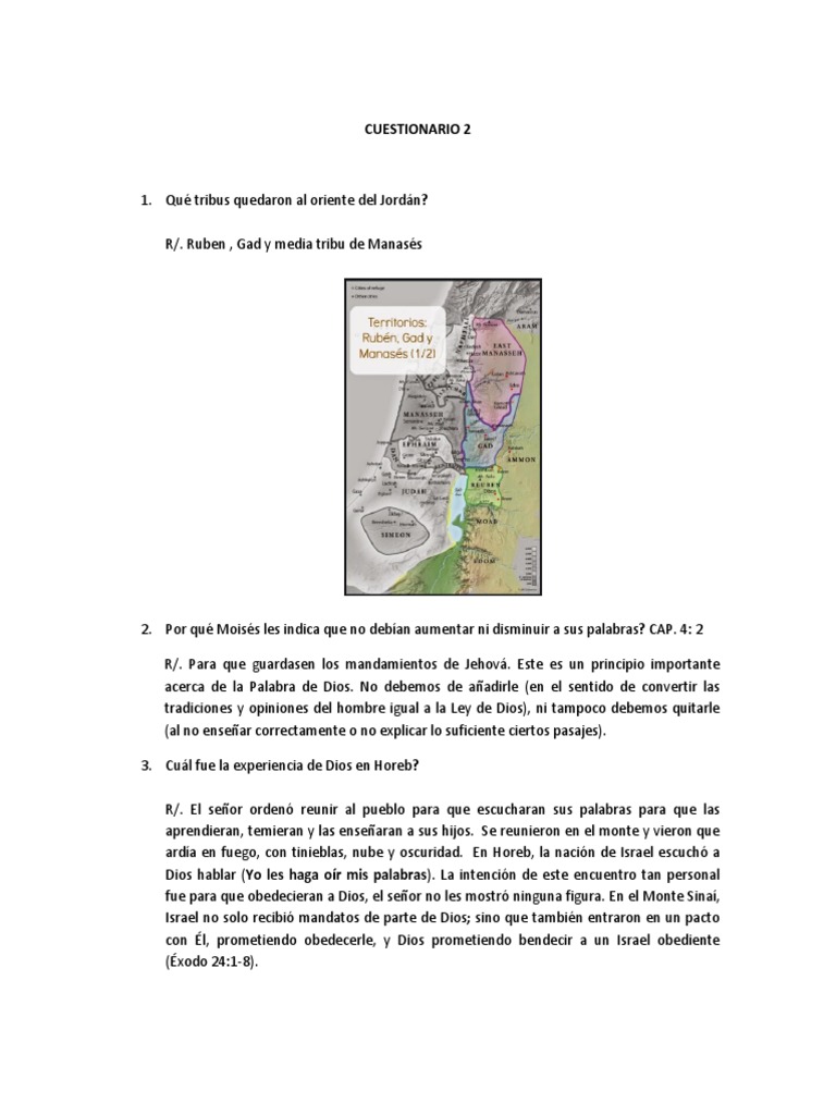 Cuestionario 2 | PDF | Moisés | Diez Mandamientos
