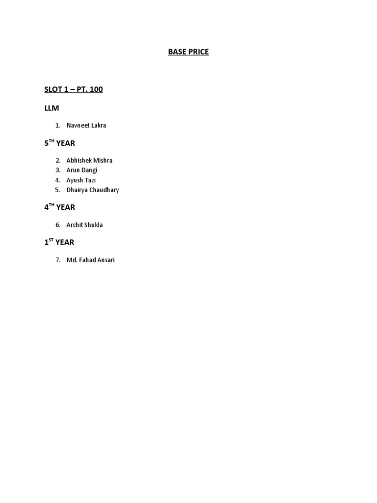 BASE PRICE LIST | PDF