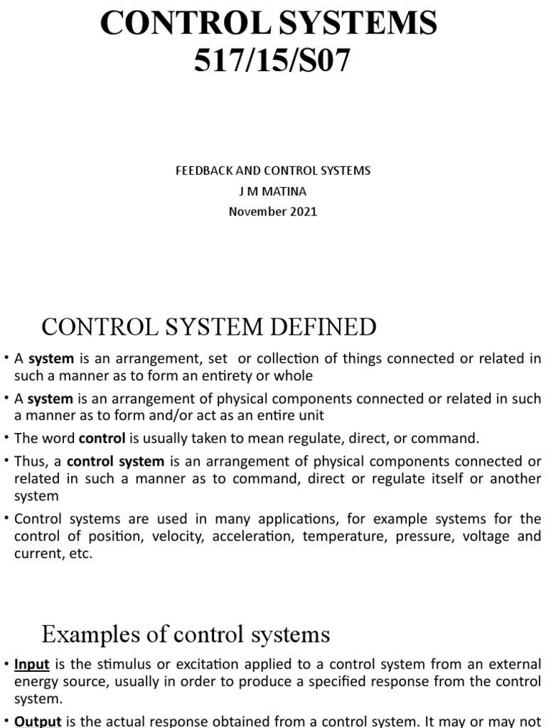 001 Feedback and CONTROL SYSTEMS - Notes | Download Free PDF | Control ...