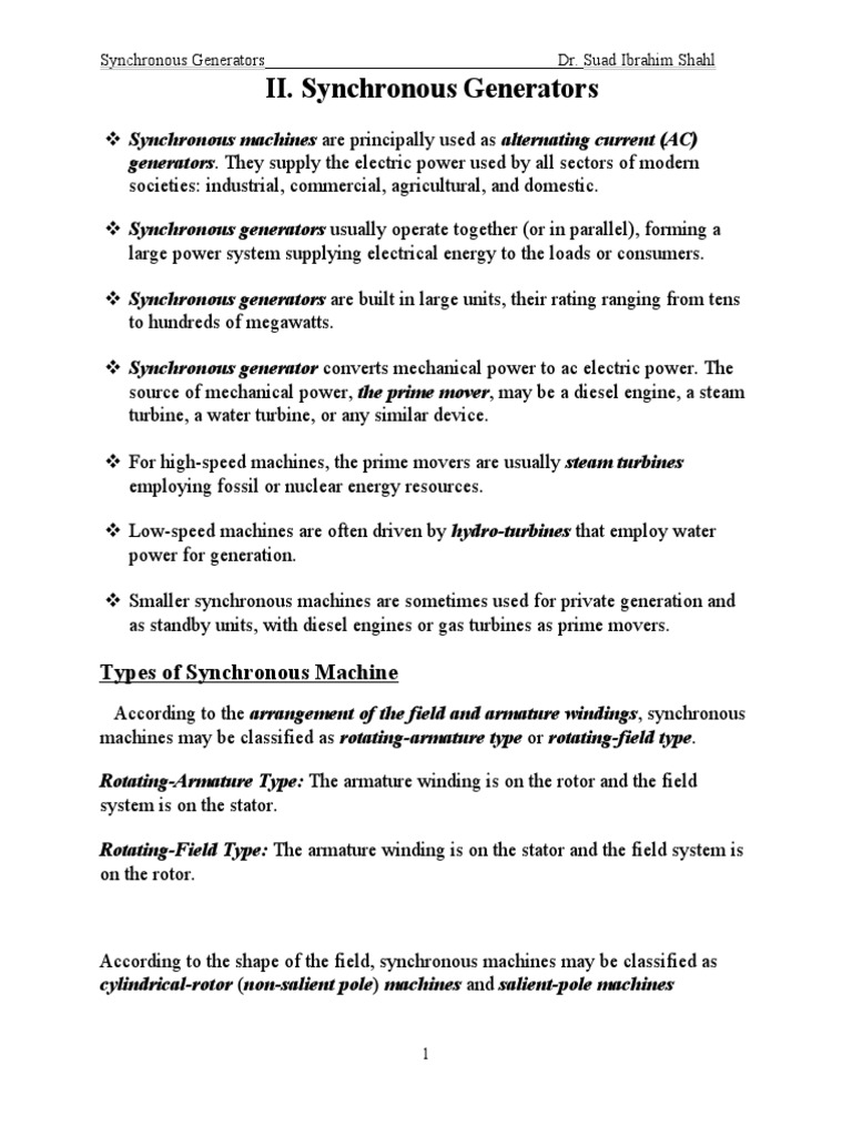 01 Synchronous Generators 2 | PDF | Electric Generator | Engines