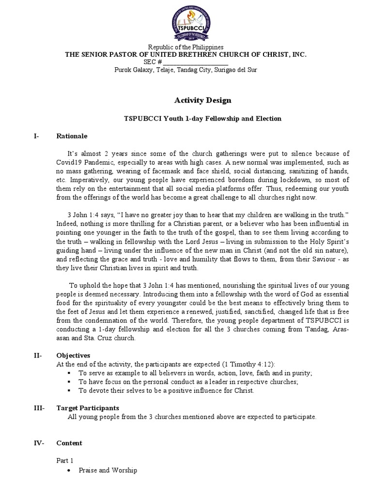 1-Day Fellowship and Election Activity Design | PDF | Jesus | Faith