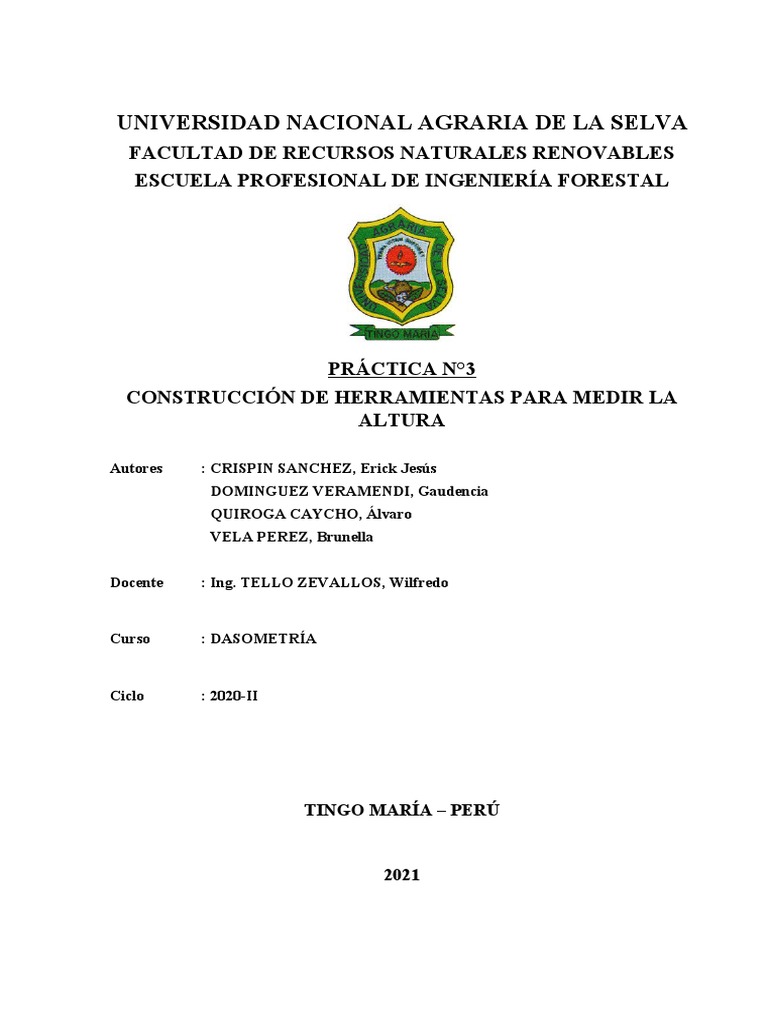 PRÁCTICA N°3 Dasometría | PDF | Medición | Arboles