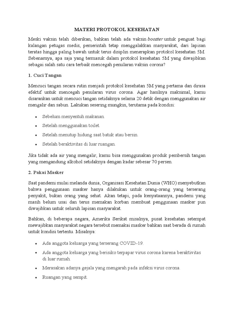 Materi Protokol Kes Di Sekolah | PDF