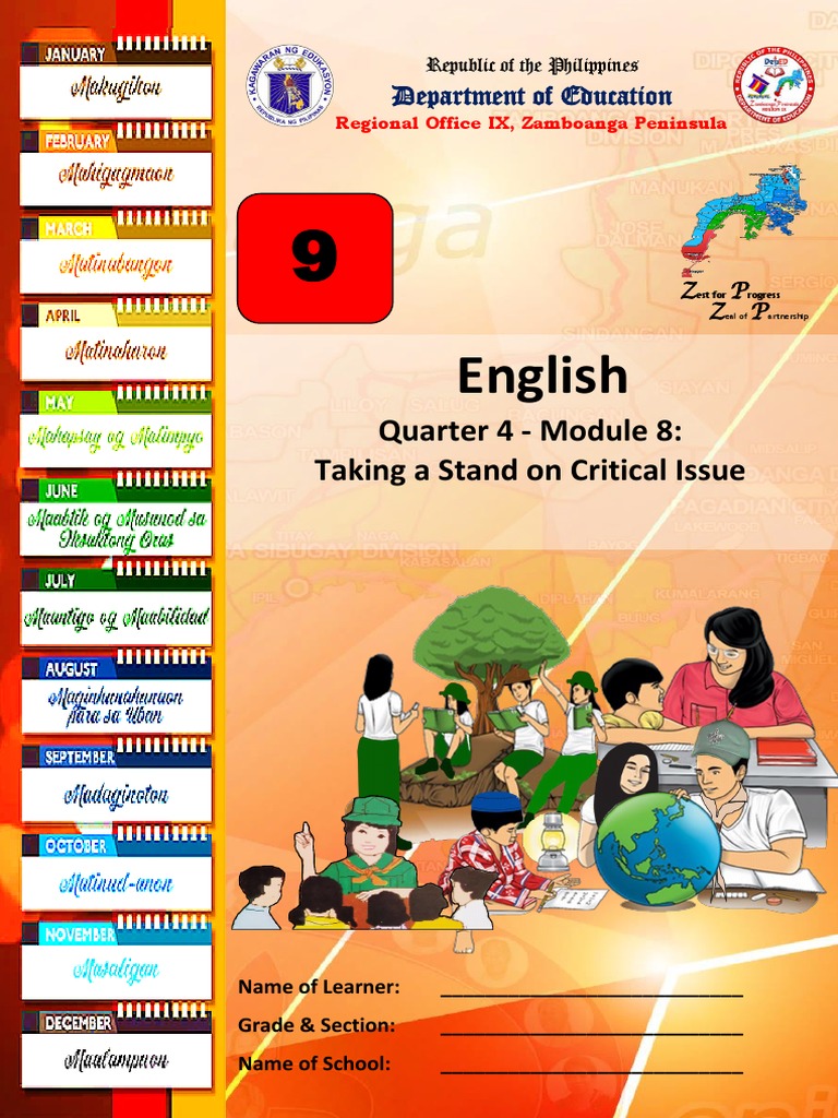 English: Quarter 4 - Module 8: Taking A Stand On Critical Issue | PDF ...