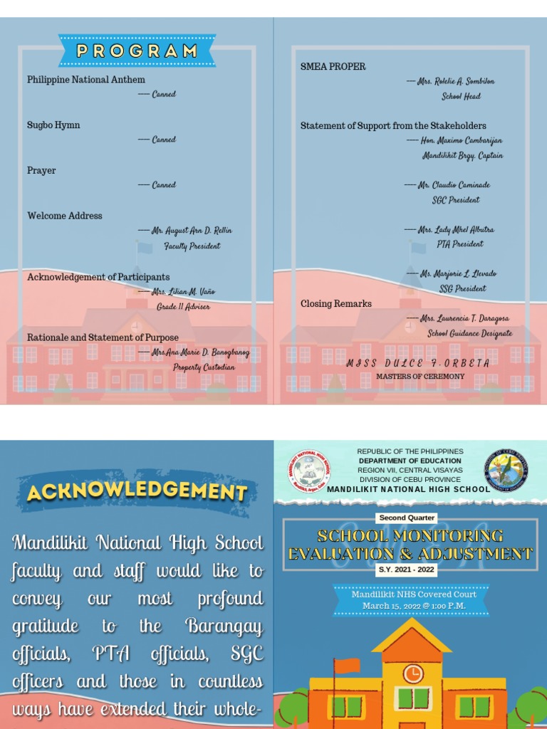 SMEA School Monitoring, Evaluation and Adjustment Program for Second ...