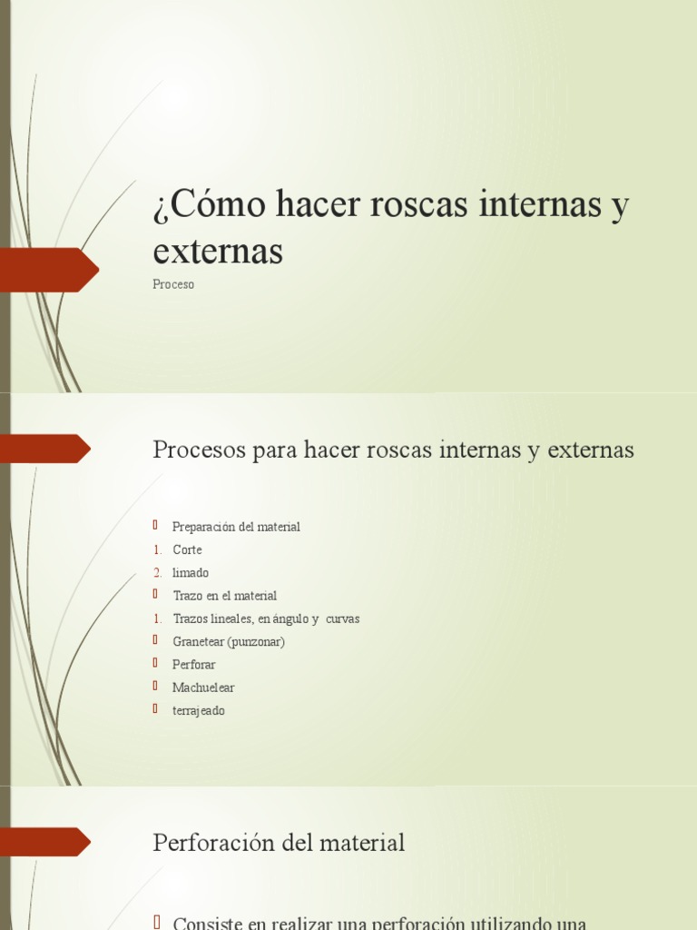 Cómo Hacer Roscas Internas y Externas | PDF | Perforar | Sector ...