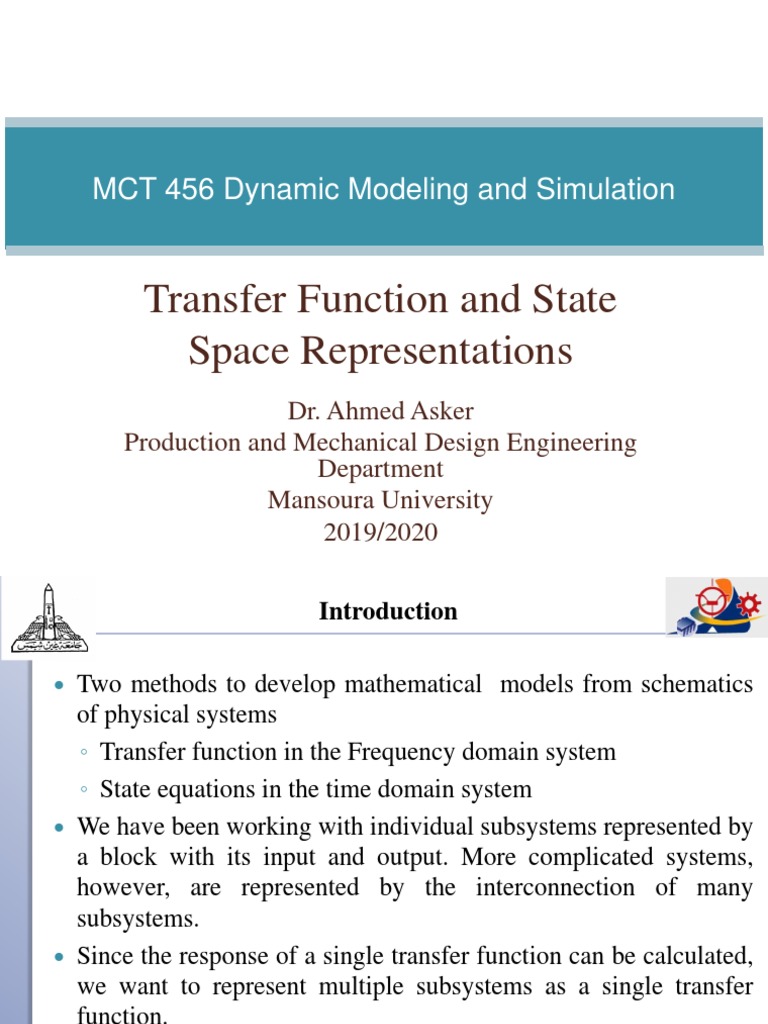 7 - Transfer Function and State Space Representations | PDF | Equations | Mathematics