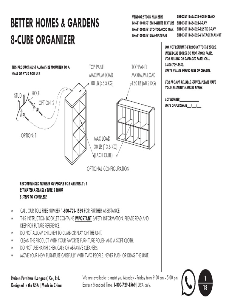 Better Homes & Gardens 8 Cube Organizer EN | PDF | Screw | Building ...