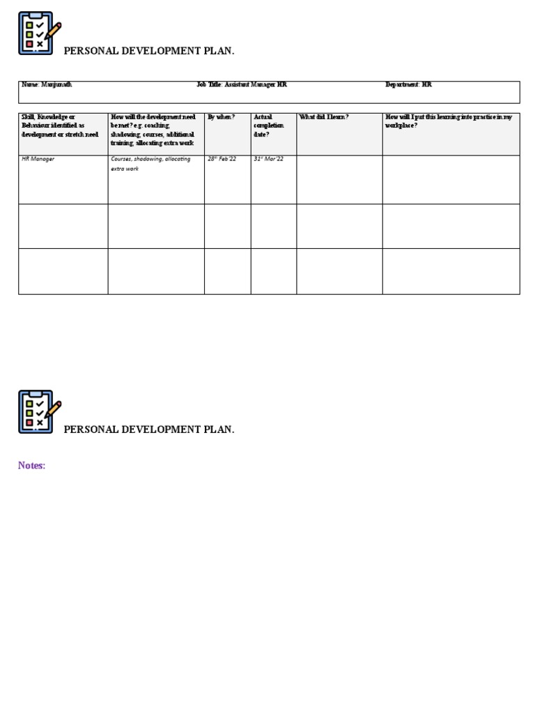 HR Assistant Manager Growth Plan | PDF