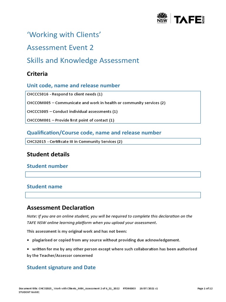 Client Assessment Role Play Guide | PDF | Teachers | Interview