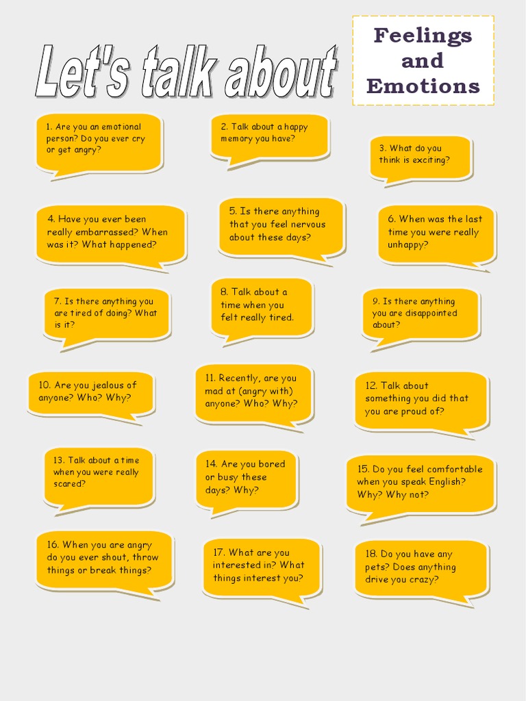 Speaking Card - Emotions | PDF