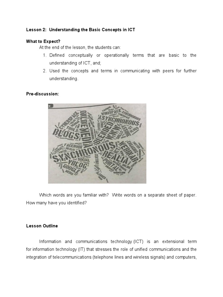 Lesson 2: Understanding The Basic Concepts in ICT What To Expect? | PDF ...