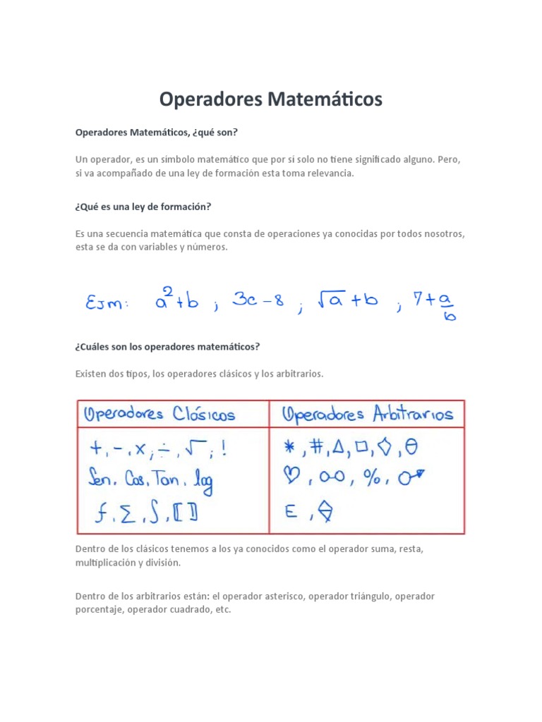 Operadores Matemáticos | PDF | Matemáticas