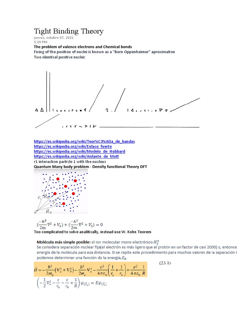 Tight Binding Theory | PDF | Física teórica | Moléculas