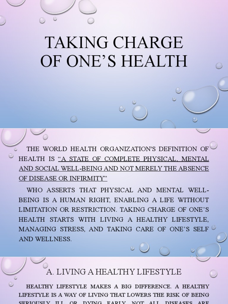 6 Taking Charge of One's Health | PDF | Stress (Biology) | Health Promotion