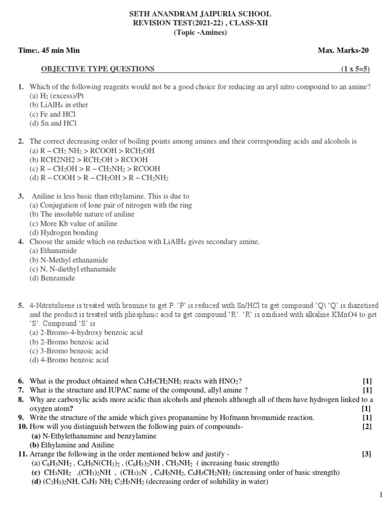 Test Amines | PDF | Amine | Amide