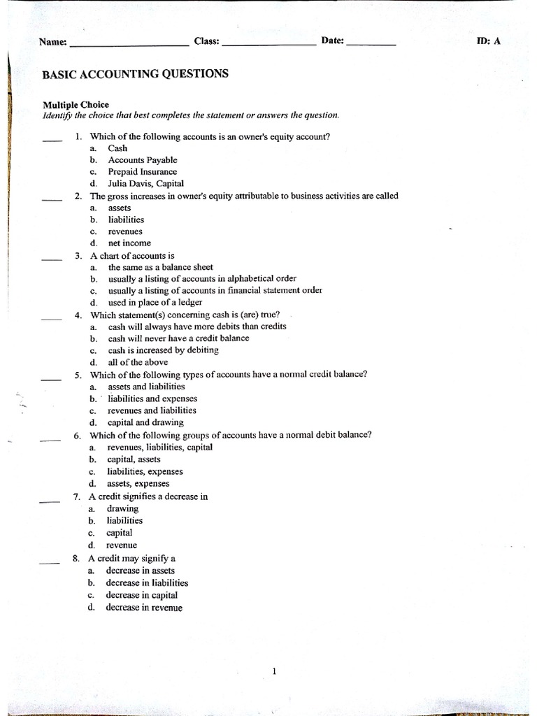 Basic & Partnership Accounting Questions With Answer Key | PDF