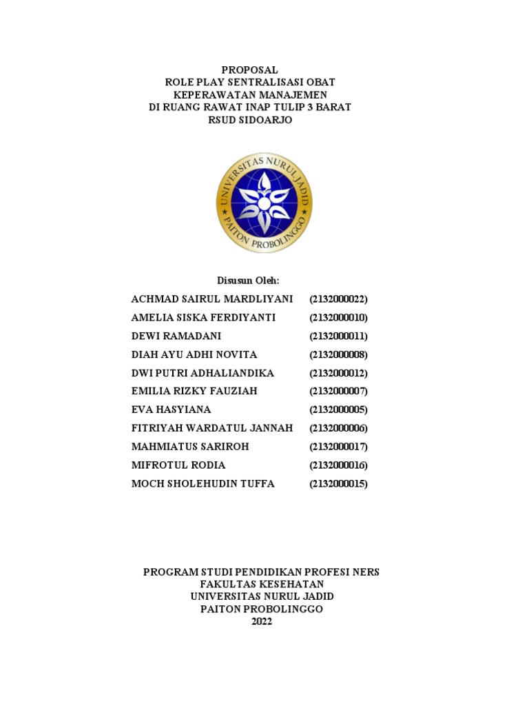 Proposal Sentralisasi Obat Keperawatan | PDF