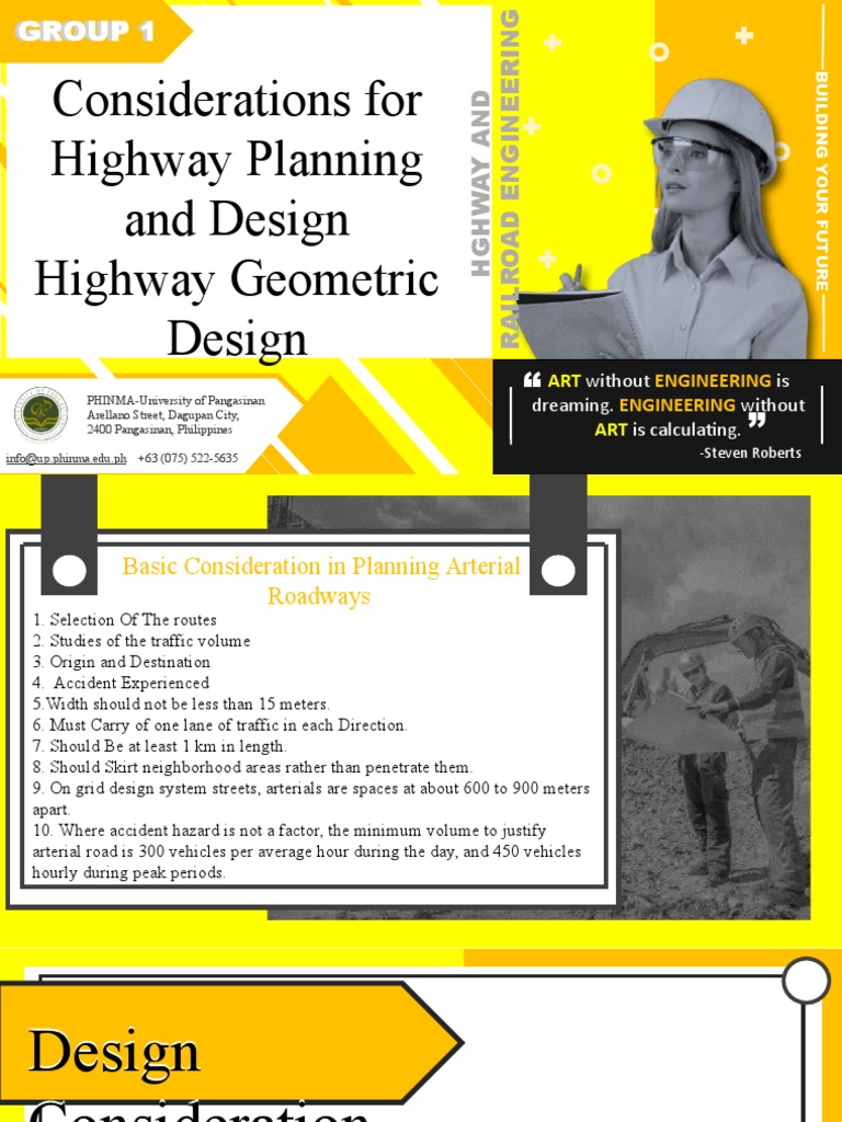 Considerations For Highway Planning and Design Highway Geometric Design ...