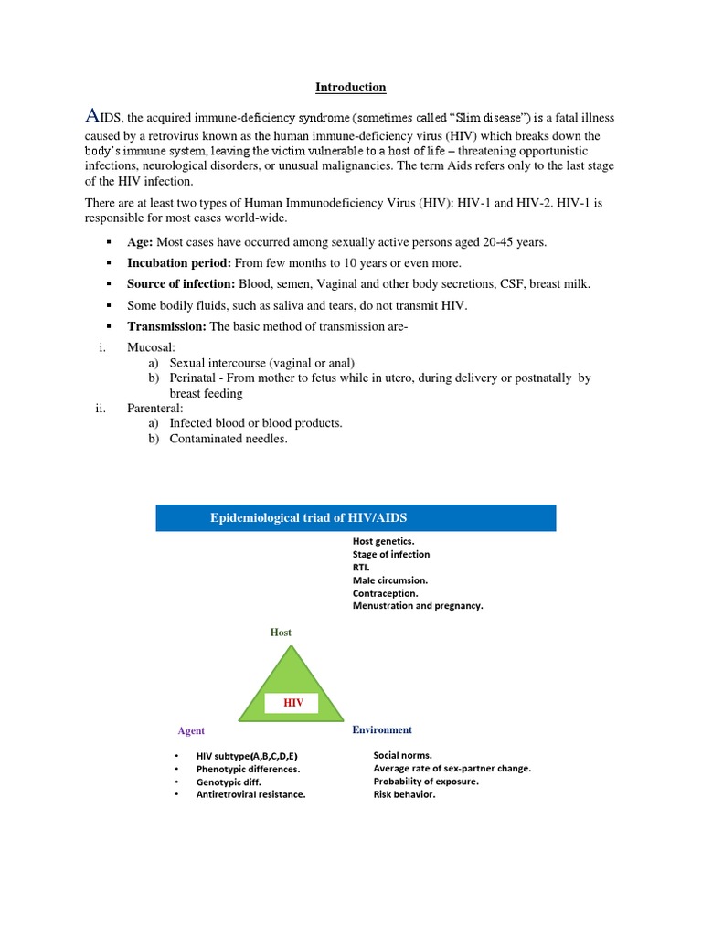Epidemiological Triad of HIV/AIDS: Agent | PDF | Hiv/Aids | Management ...