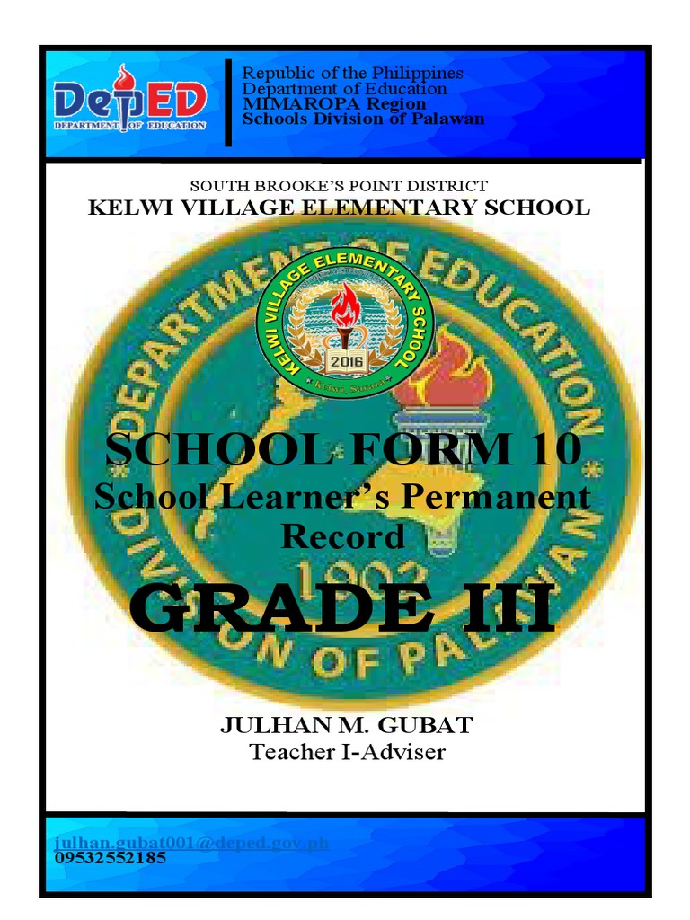 School Form 10: School Learner's Permanent Record | PDF