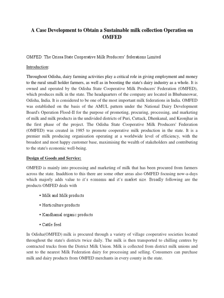 A Case Development To Obtain A Sustainable Milk Collection Operation On ...