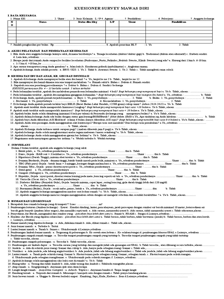 Kuesioner SMD | PDF | Kesehatan Holistik | Sains & Matematika