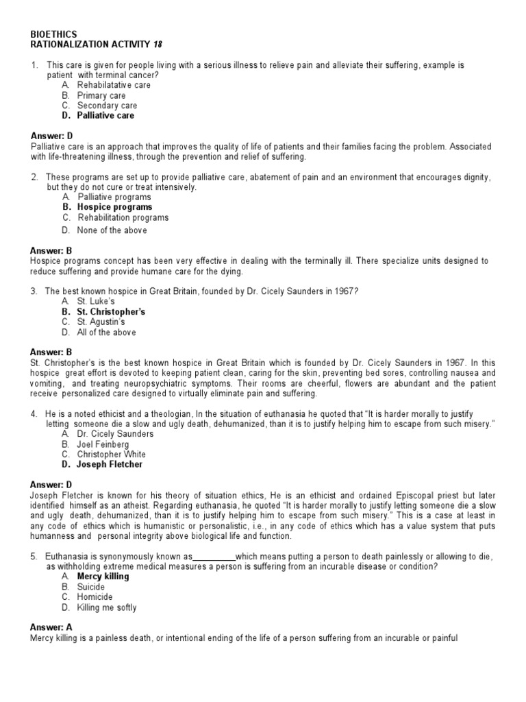 Rationalization Activity 18 | Download Free PDF | Palliative Care ...