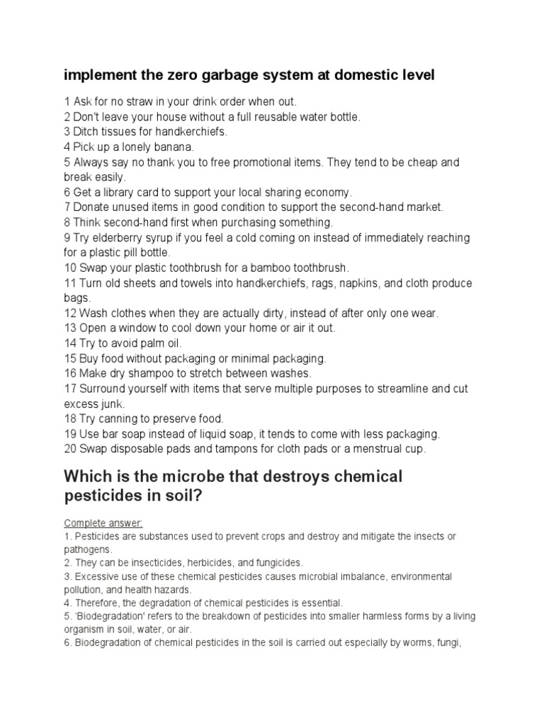 Implementing Zero Garbage at Home | PDF | Pesticide | Alzheimer's Disease