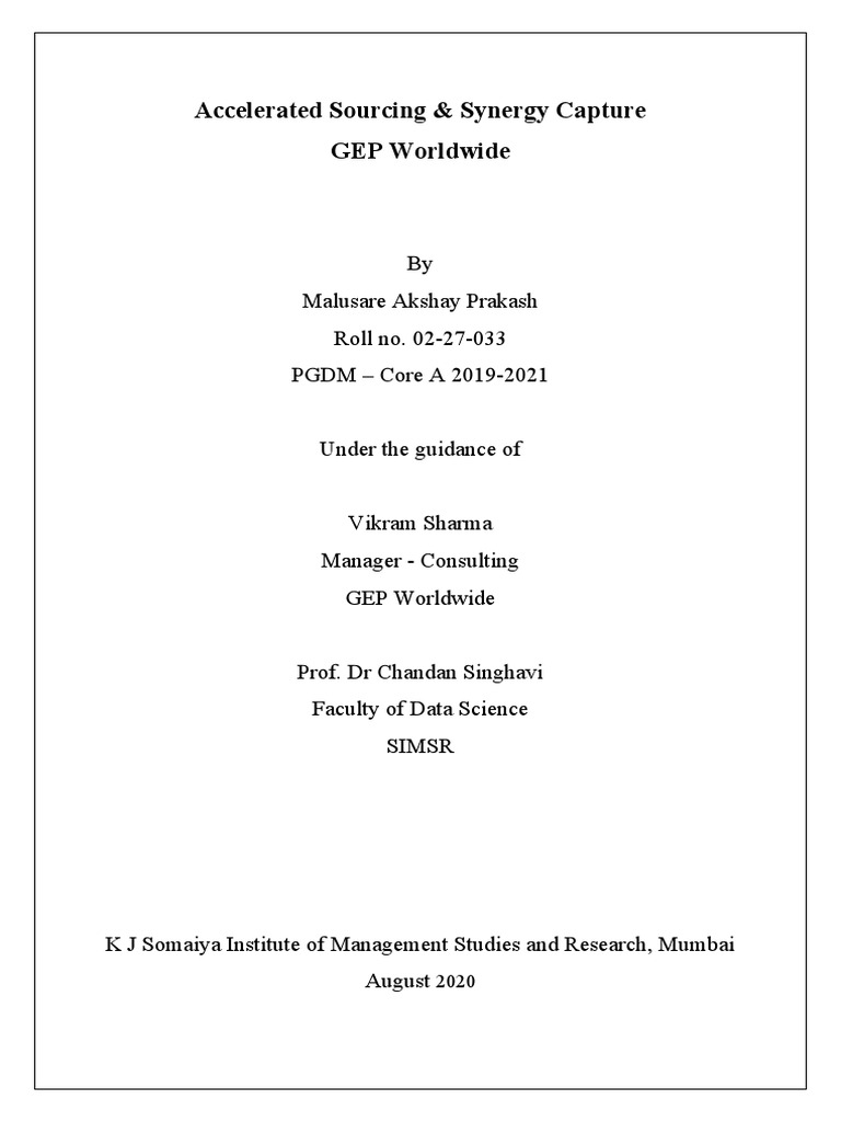 Summer Internship Report - Malusare Akshay Prakash - PGDM A - GEP ...