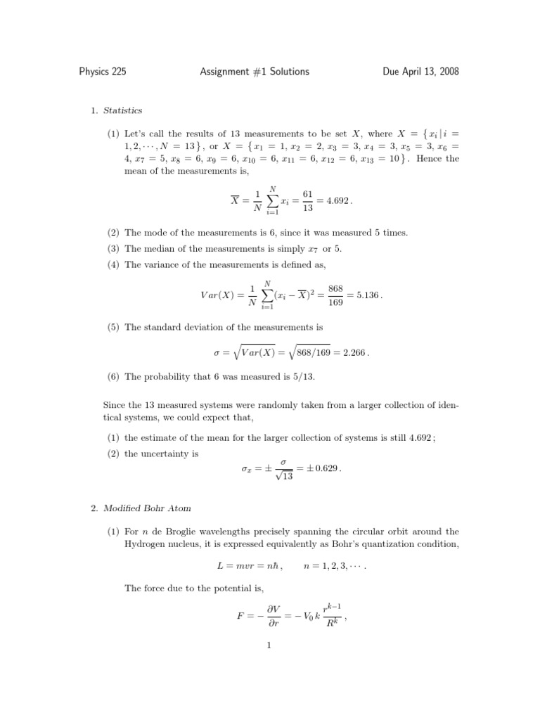 Assignment #1 Solutions | Download Free PDF | Electronvolt | Electron