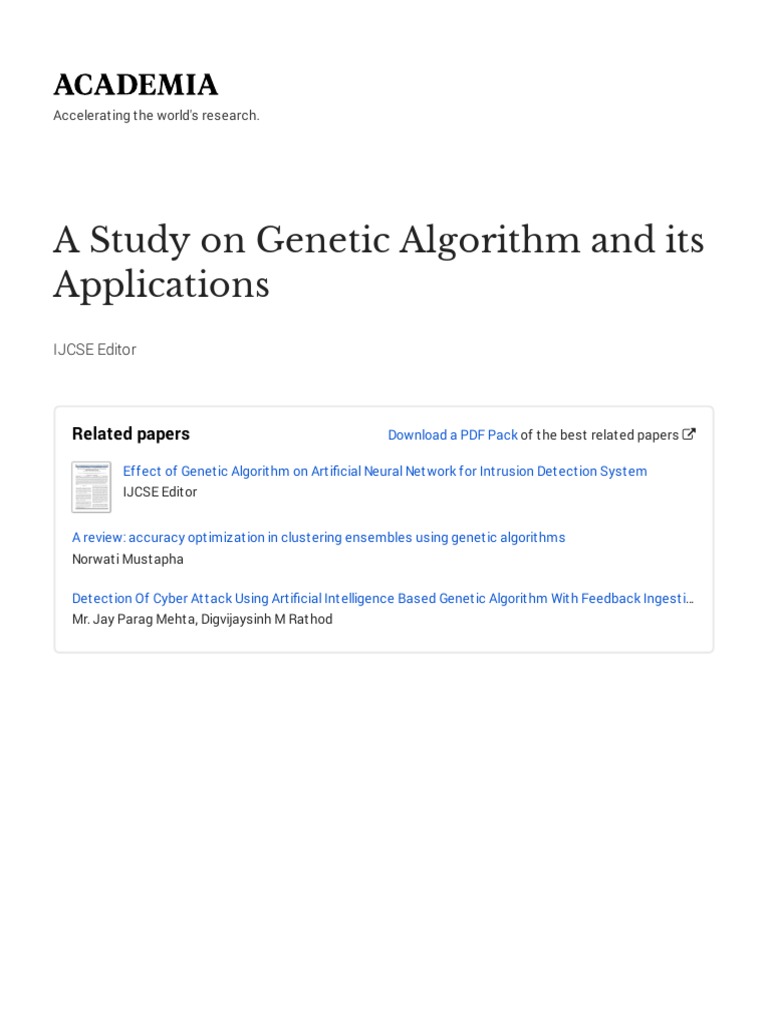A Study On Genetic Algorithm and Its Applications: Related Papers | PDF ...
