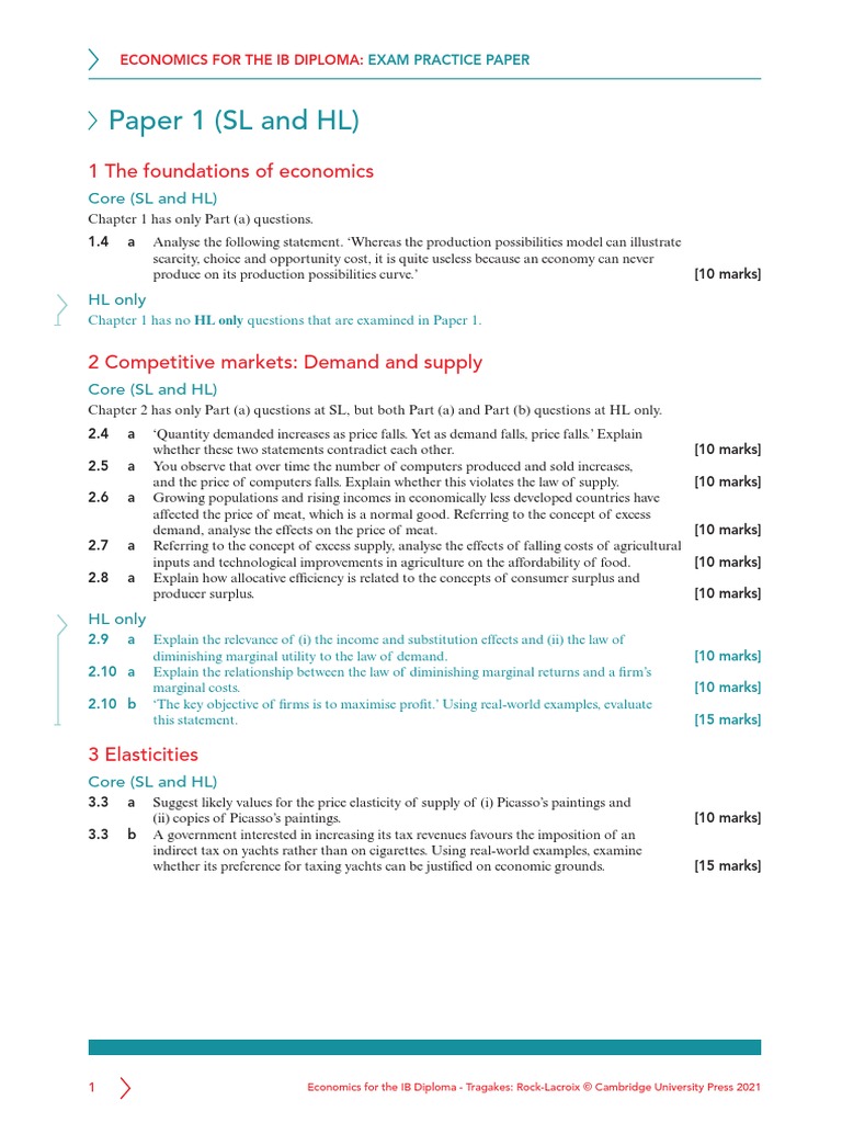 Paper 1 (SL and HL) : 1 The Foundations of Economics | PDF | Oligopoly ...